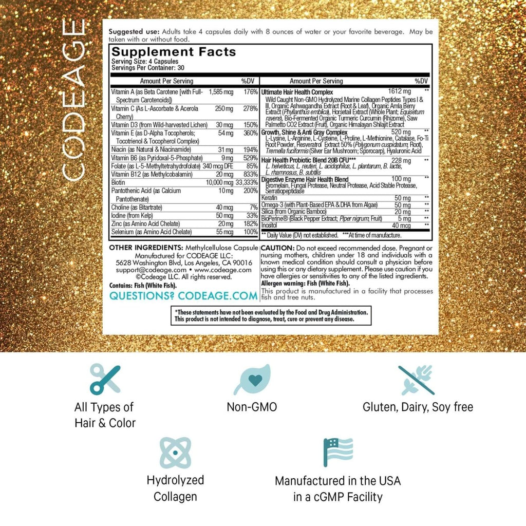 Codeage Biotin + Collagen + Keratin Hair Vitamins | bodytonix Australia | bodytonix