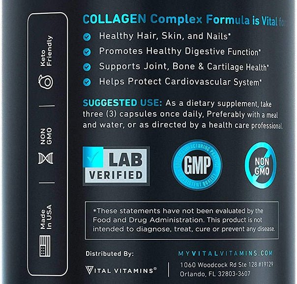 Vital Vitamins Multi Collagen Complex Types I, II, III, V & X ...